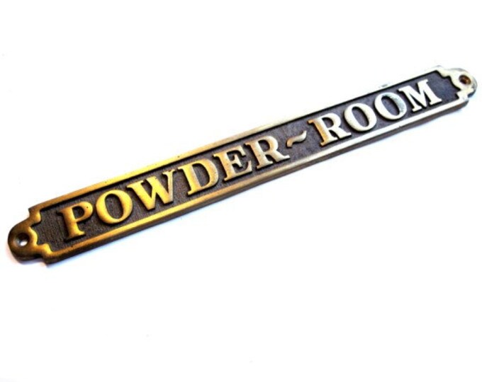 Vintage Solid Brass Metal POWDER ROOM Sign / Door Plaque - Etsy