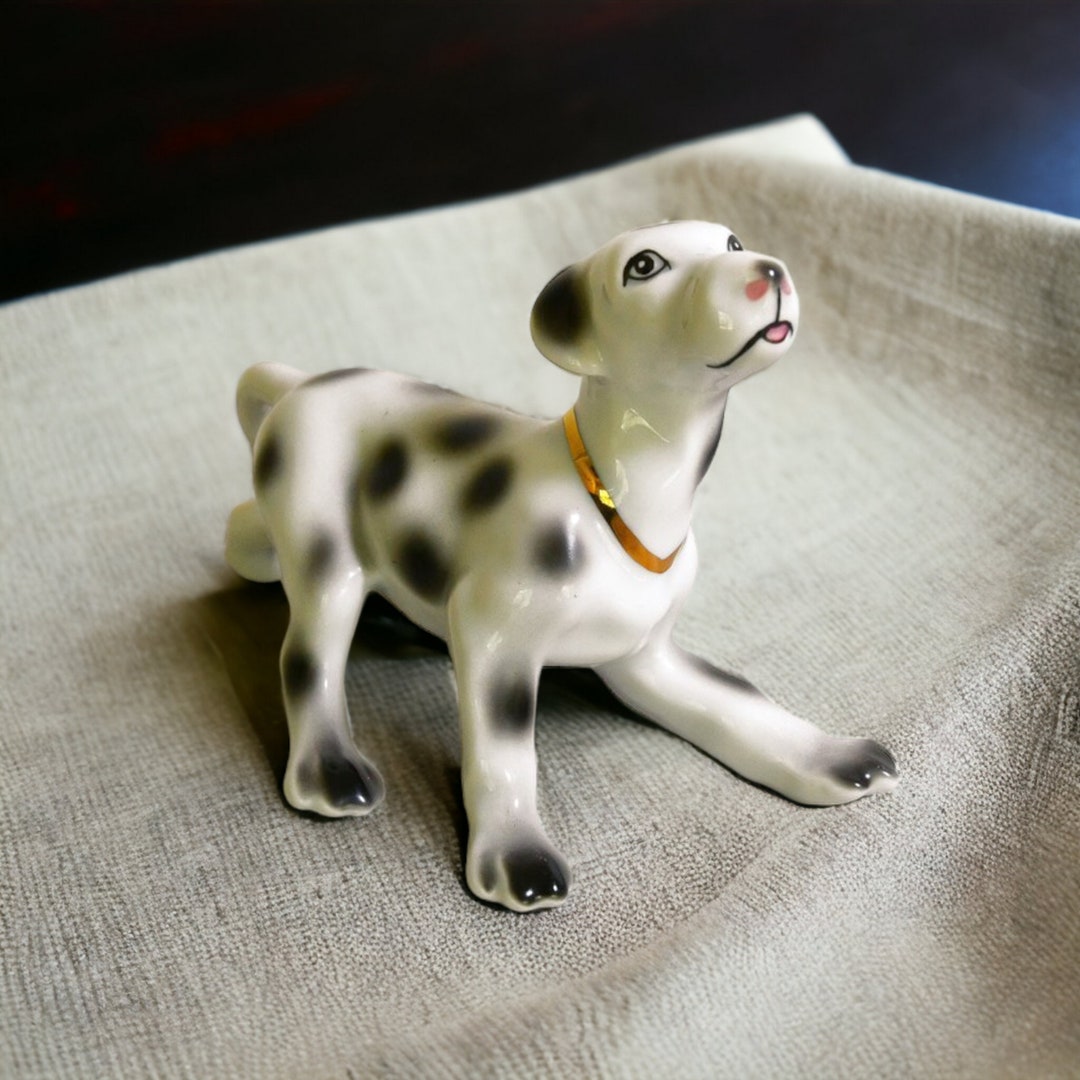 Vintage Dog Figurine | Ceramic Porcelain Spotted Dalmatian Dog - Etsy