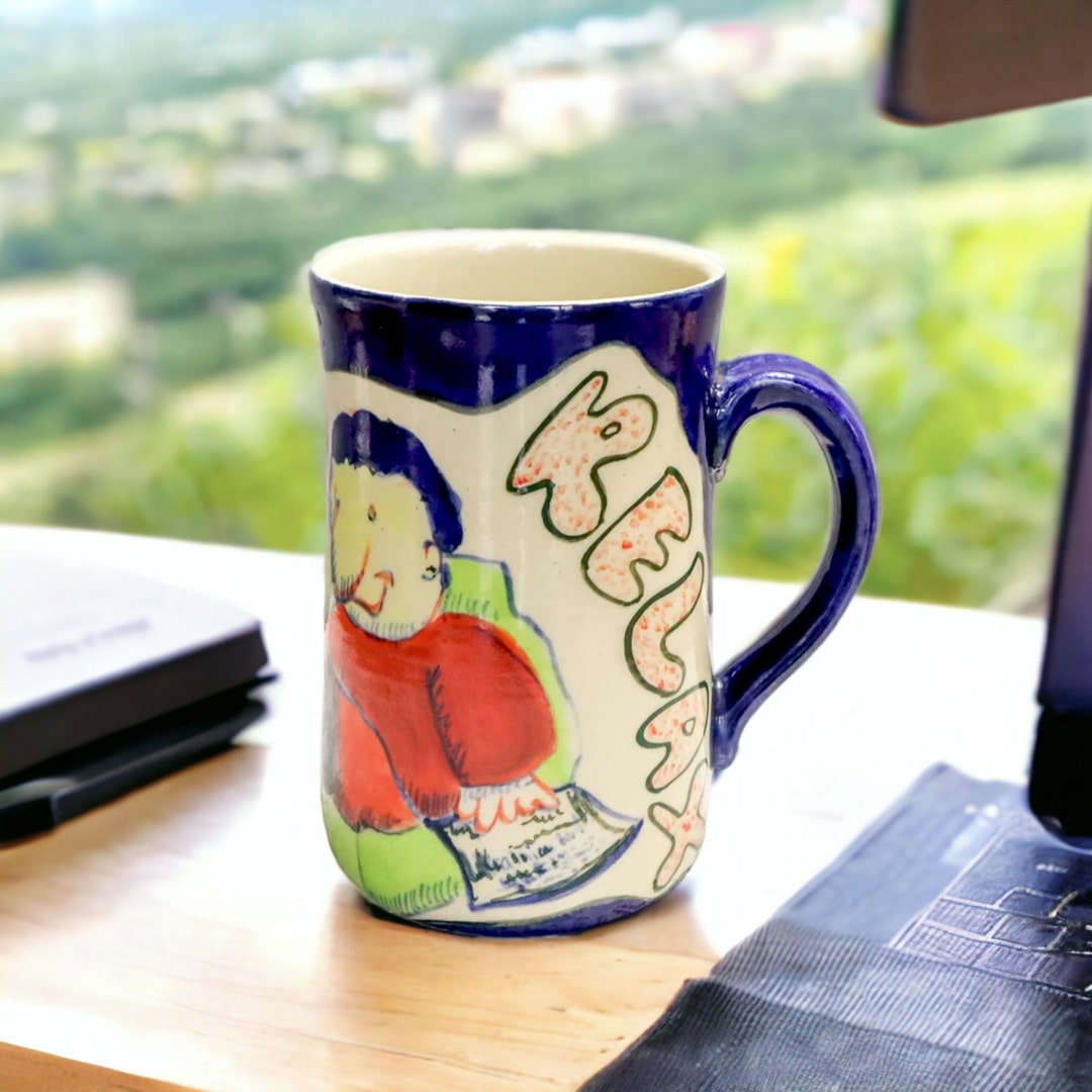 Giant tea Break Mug Vintage Studio Art Pottery Stoneware Ceramic Cup ...
