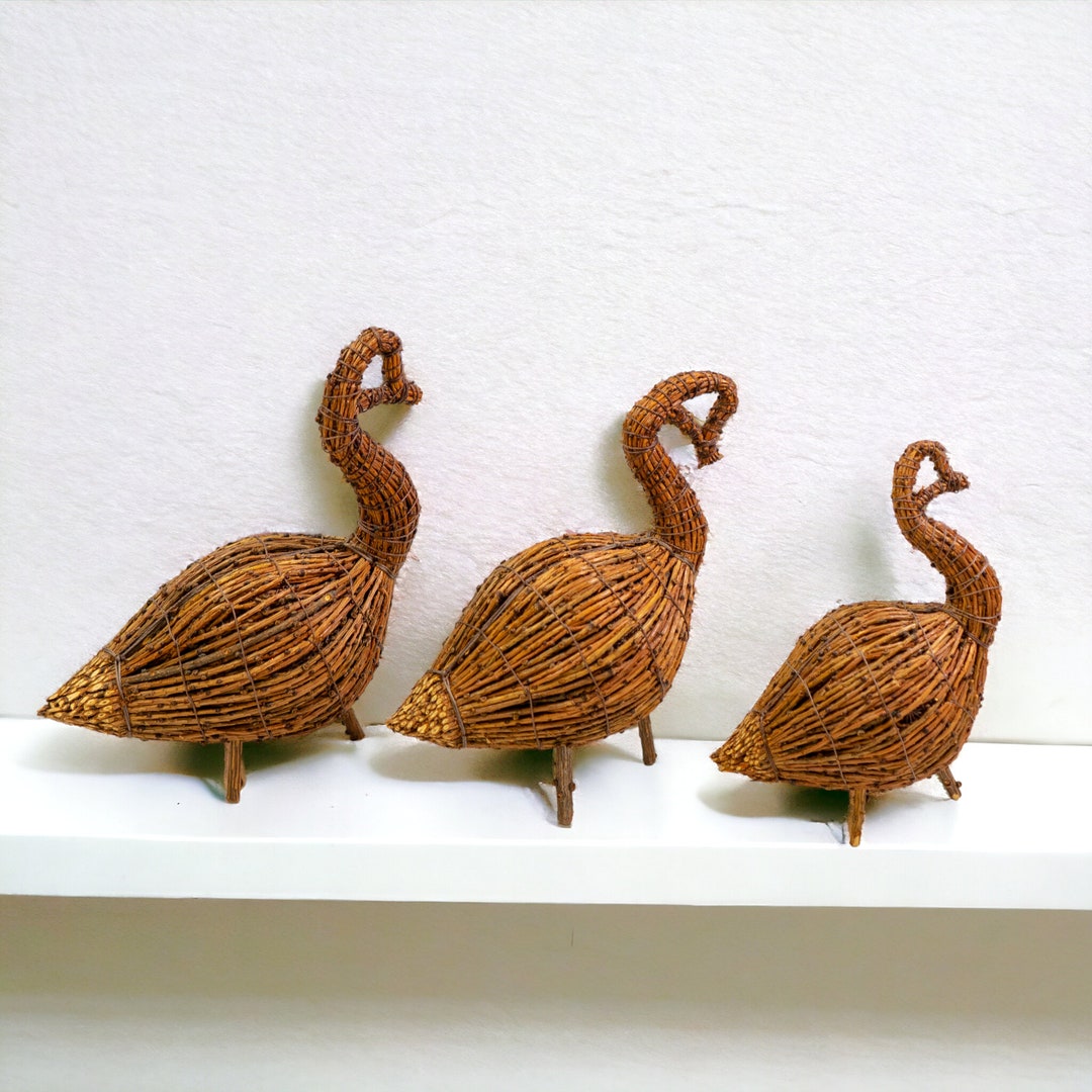 Vintage Twig Birds Handmade Cree Tamarack Goose Duck Family Native ...