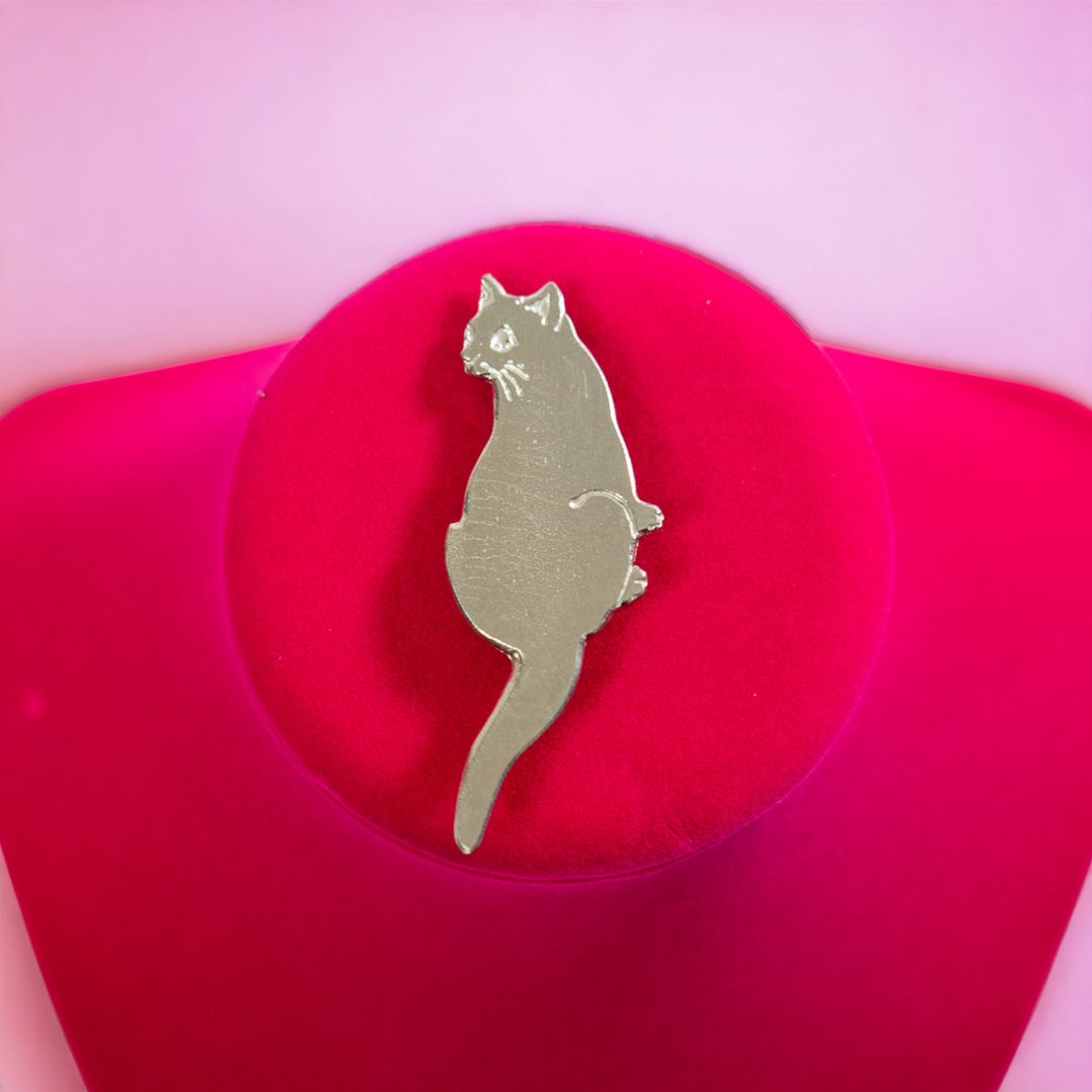 Vintage Cat Brooch Silver Metal Cat Pin - Etsy