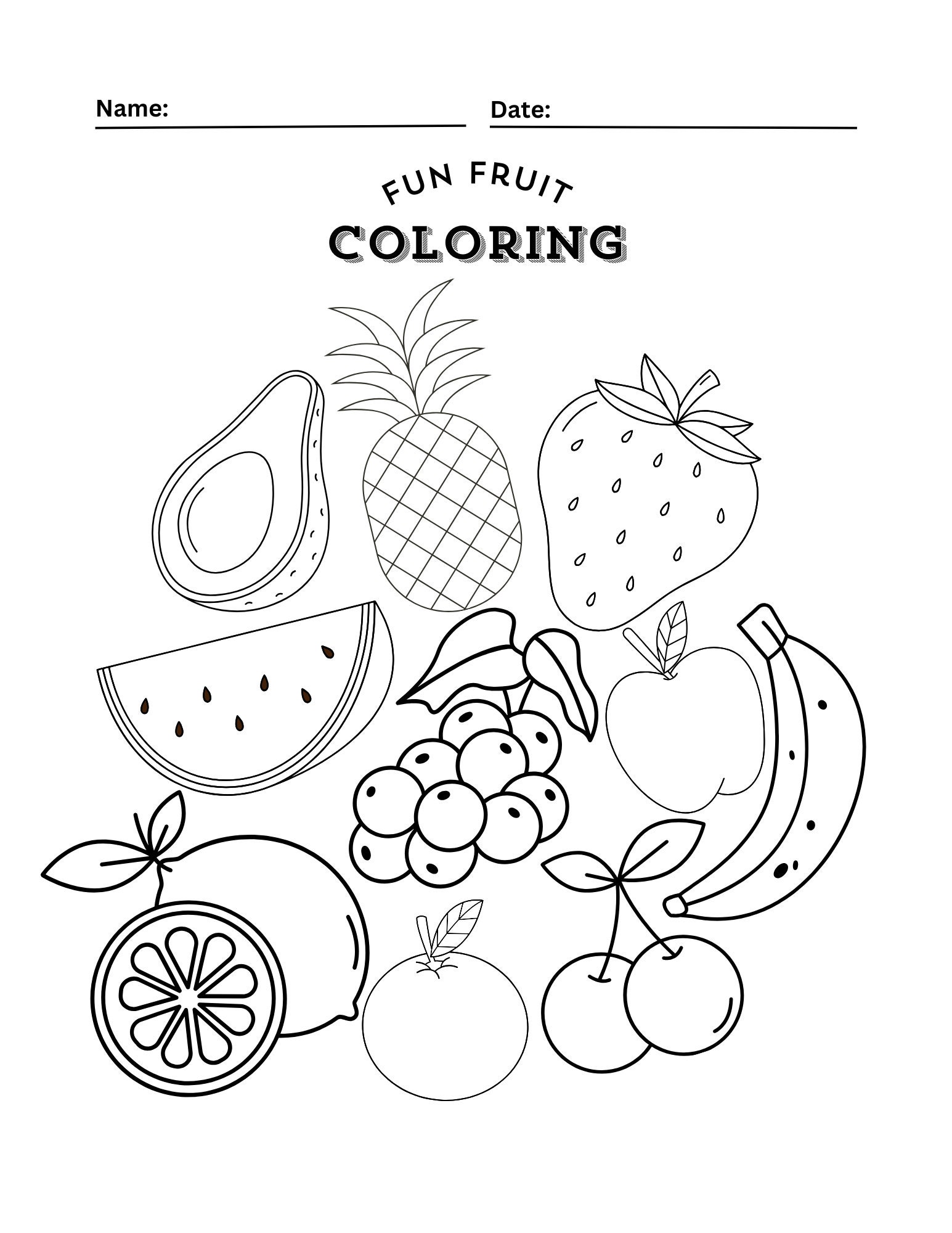 10 Printable Coloring Page Fruit Vegetable Animals - Etsy