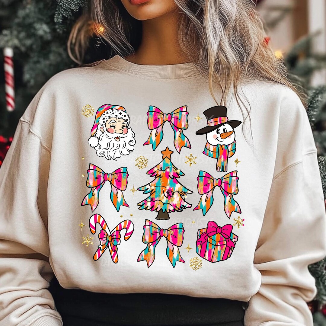 Preppy Christmas Santa Doodles Png, Christmas Tree Png, Preppy Holiday ...