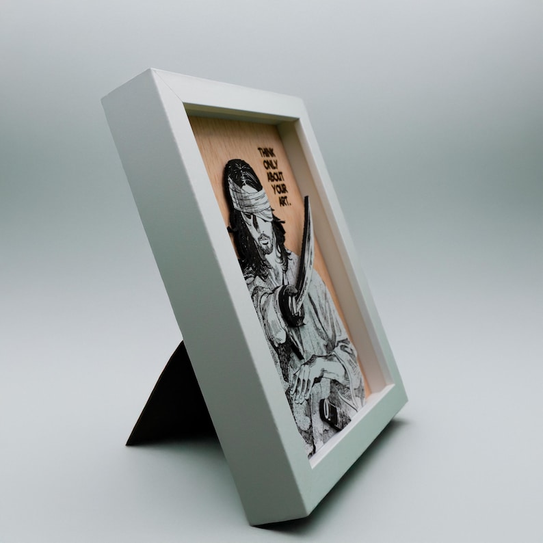 3D Musashi Miyamoto Art | Laser Engraved Vagabond Panel, Black Frame - Etsy