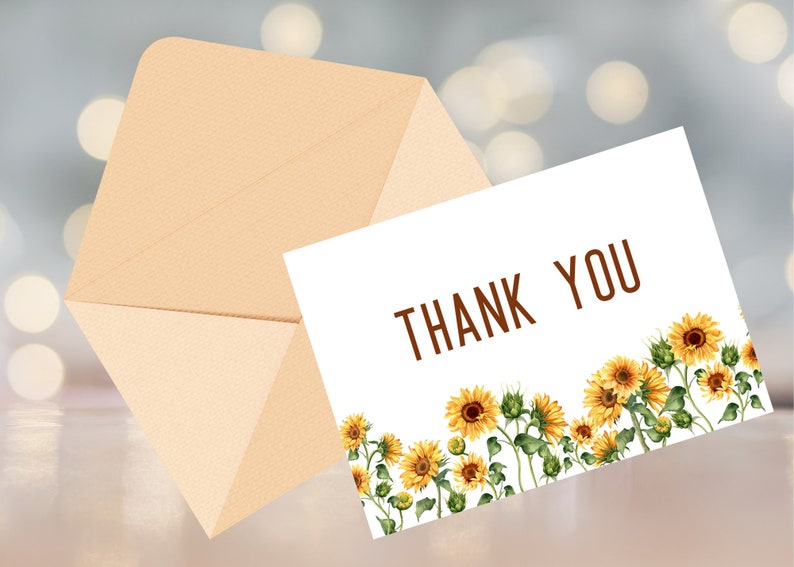 Thank You Card, Floral Thank You Card, Printable, PDF, PNG Digital Card ...