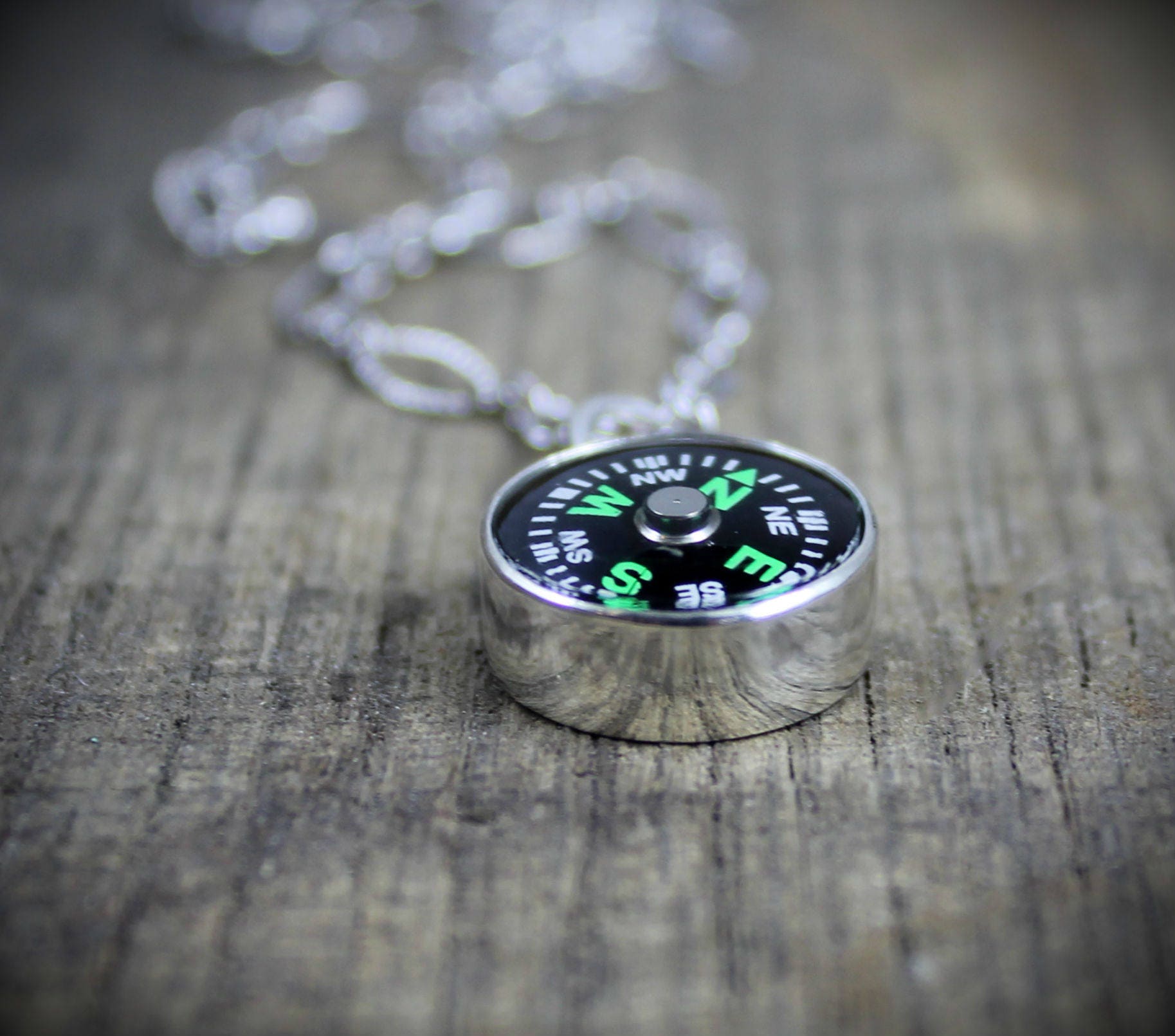 Working Compass Silver Pendant Necklace - MADE TO ORDER - Etsy
