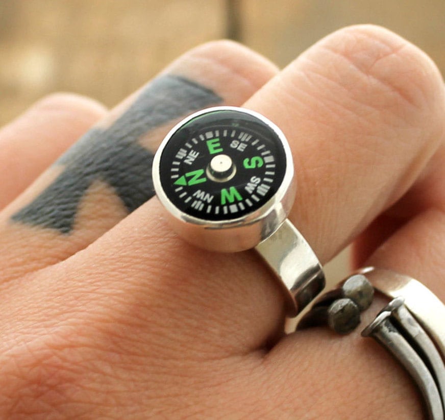 Working Compass Silver Ring MADE TO ORDER | Etsy