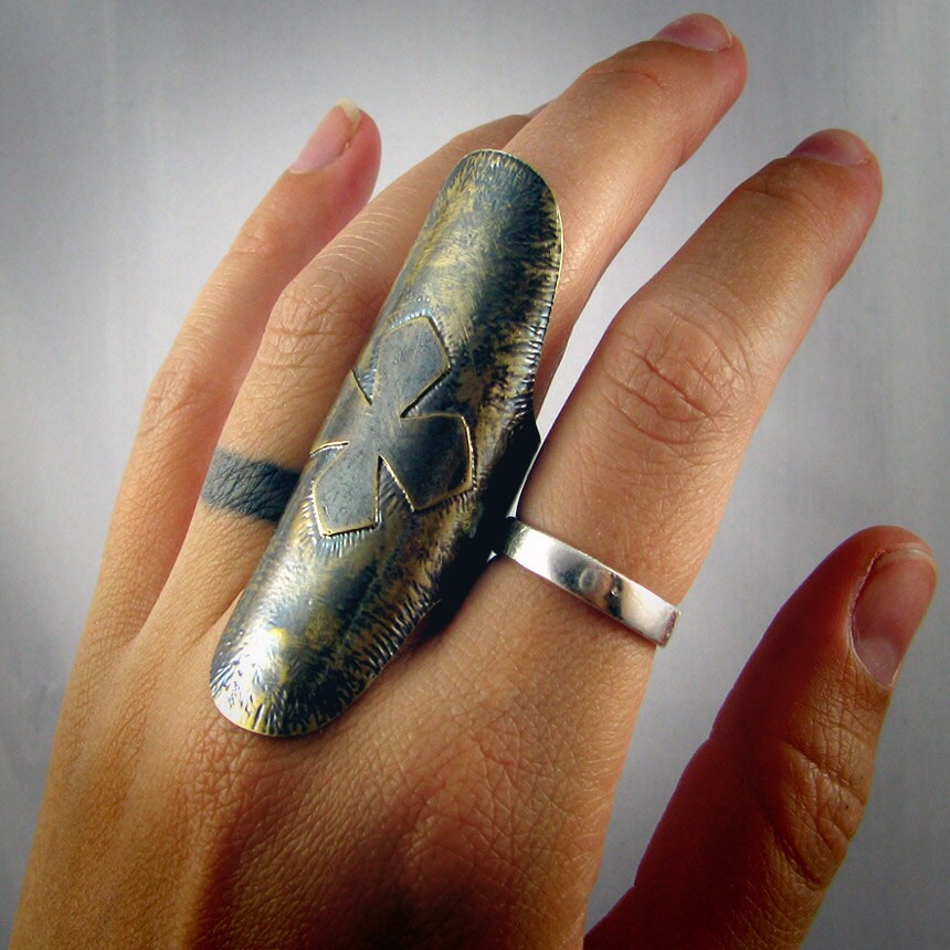 Warriors Shield - Armor Ring - Brass Cross Knuckle Ring - MADE TO ORDER ...