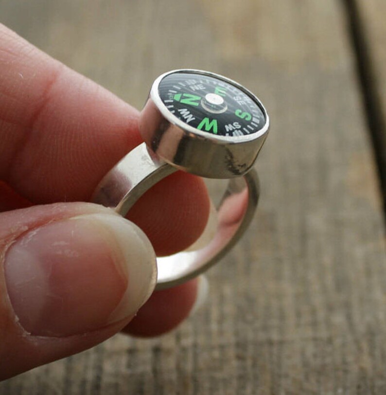 Working Compass Silver Ring MADE TO ORDER - Etsy