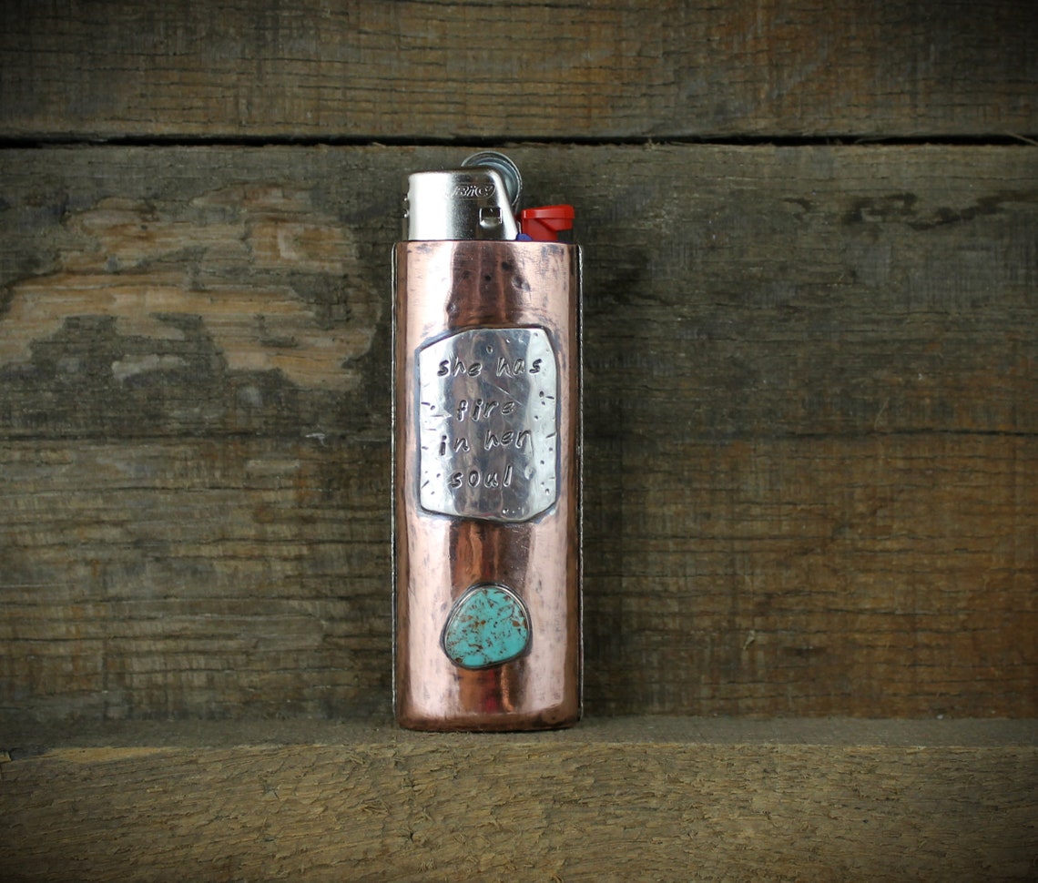 Copper Lighter Case With Natural Turquoise MADE TO ORDER | Etsy