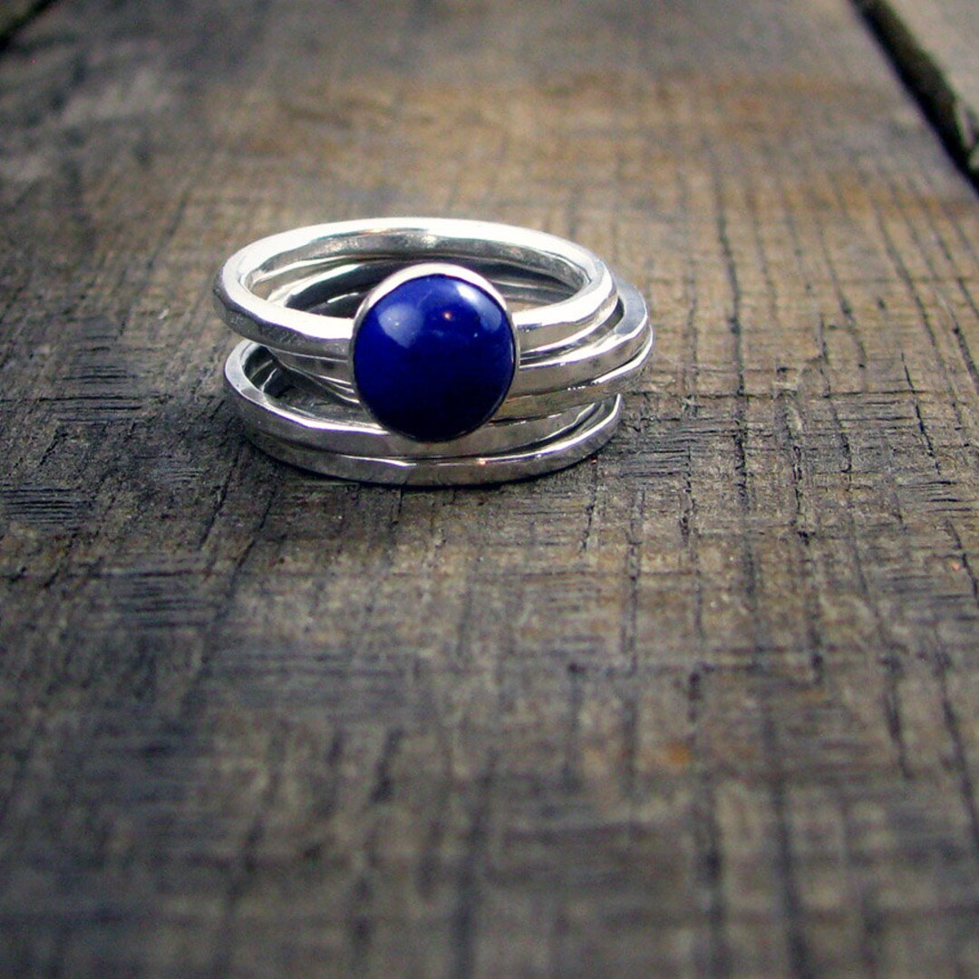 Sterling Stacking Rings - Set of 4 Hammered and 1 Wide Hammered With ...