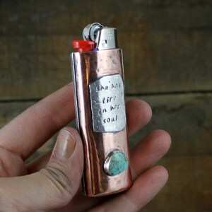 Copper Lighter Case With Natural Turquoise MADE TO ORDER - Etsy