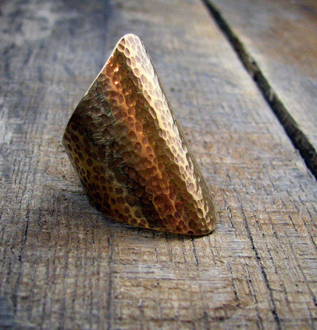 Warriors Shield - Hammered Brass Ring - MADE TO ORDER - Etsy