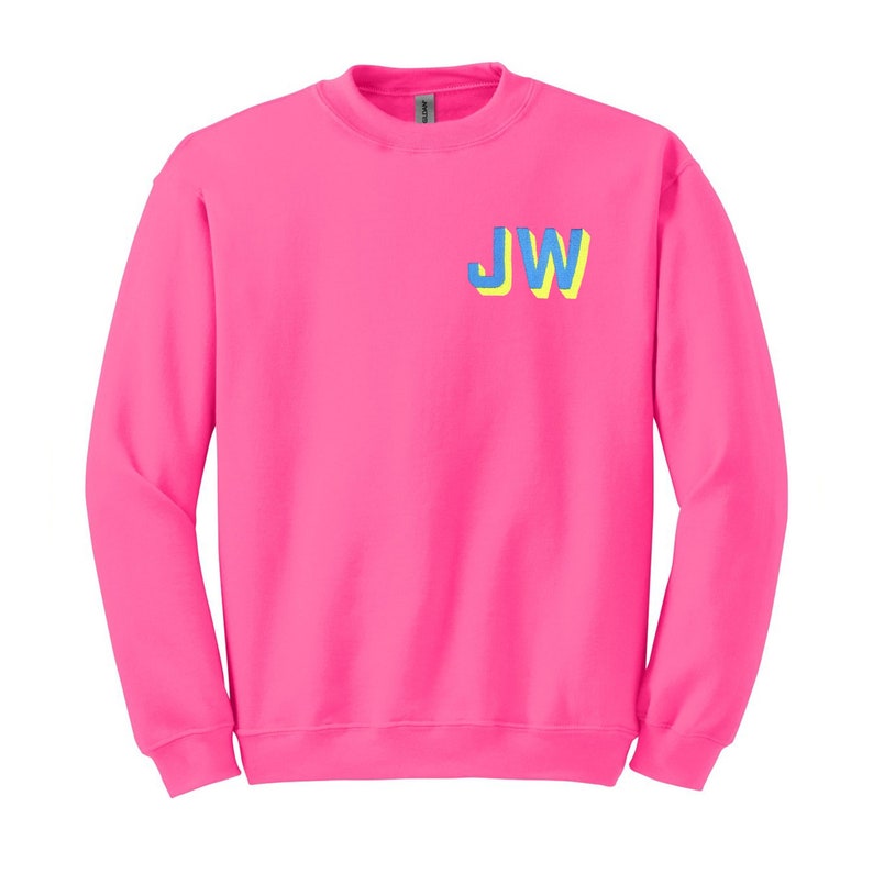 NEON Shadow Block Embroidered Monogram Sweatshirt - Etsy