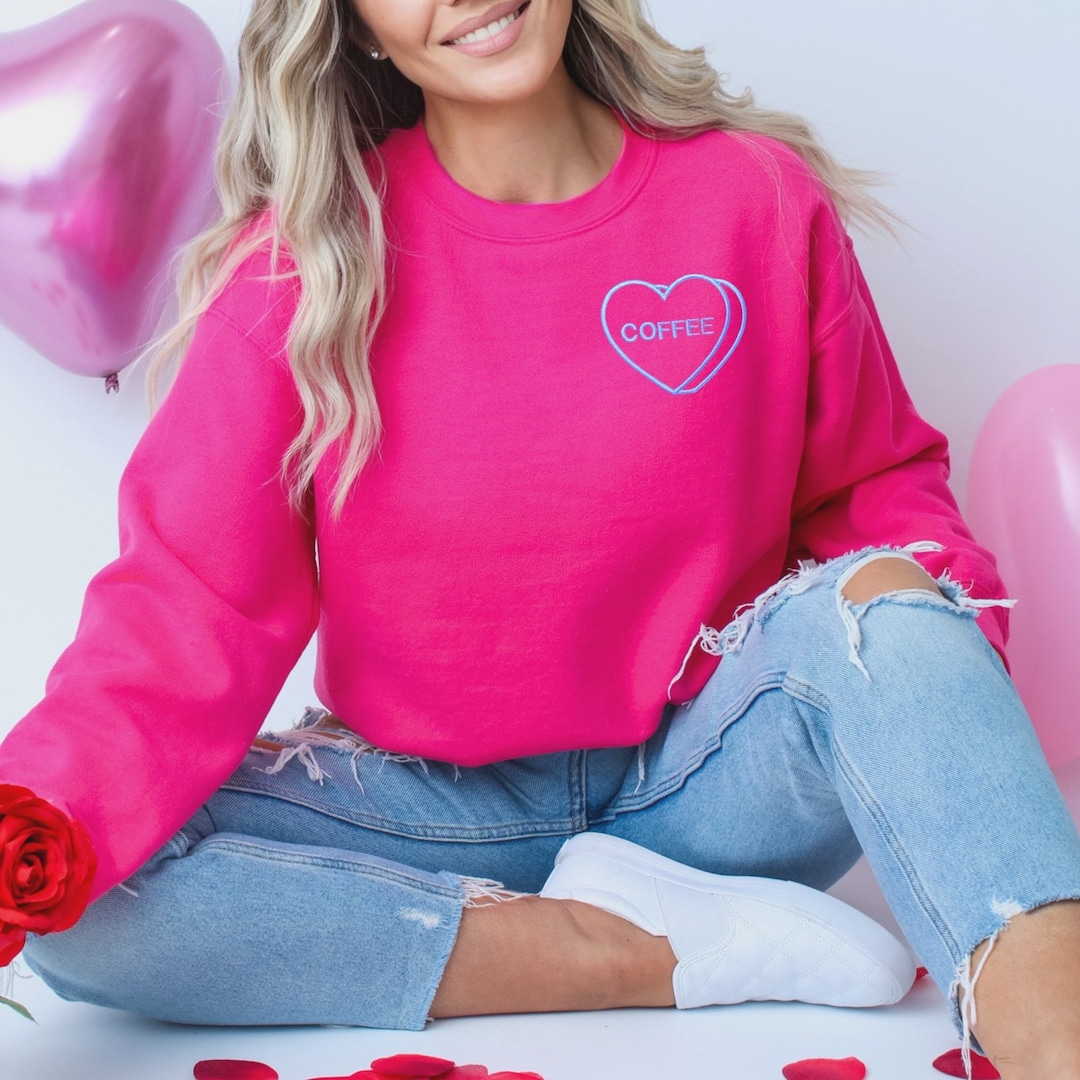 Custom Embroidered Valentine Sweatshirt – Personalized Candy Heart ...