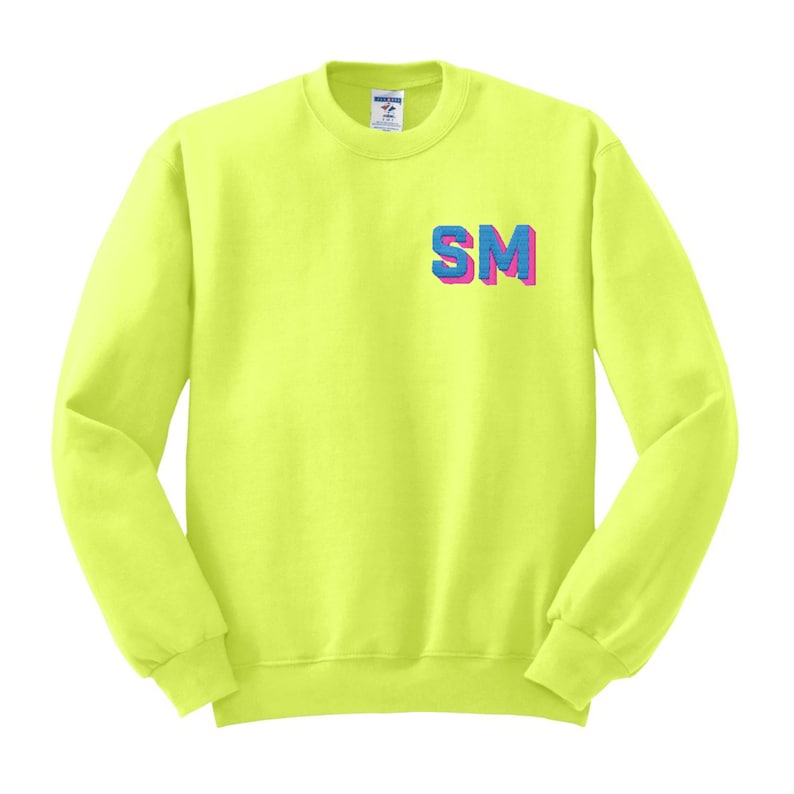 NEON Shadow Block Embroidered Monogram Sweatshirt - Etsy