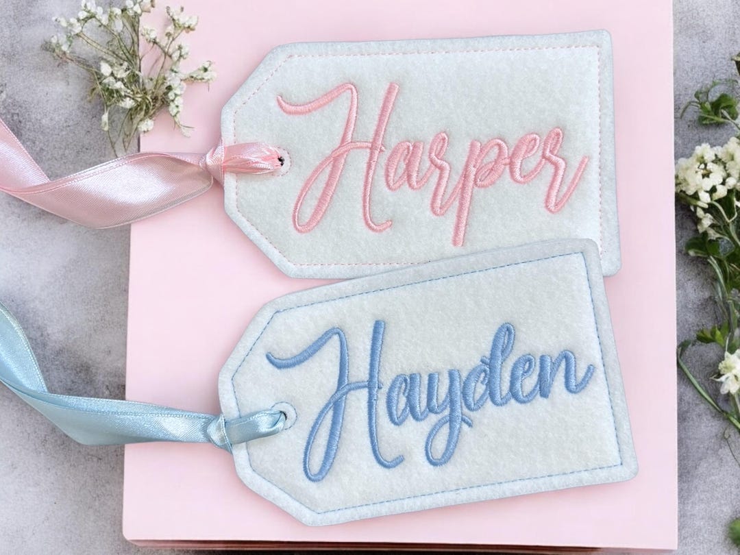 Hospital Name Tag Embroidered Announcement | Baby Shower Gift Tag ...