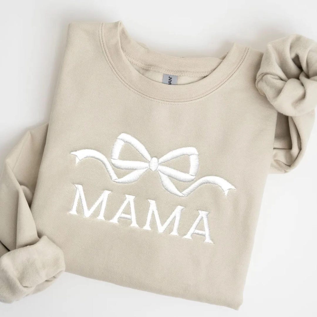 Mama Embroidered Sweatshirt With Bow - Mother’s Day Gift - Mom Gift ...