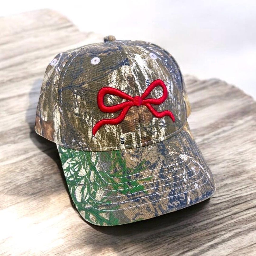 Camo Bow Embroidered Hat | Coquette Bow Hat | Realtree Camo Ribbon Bow ...