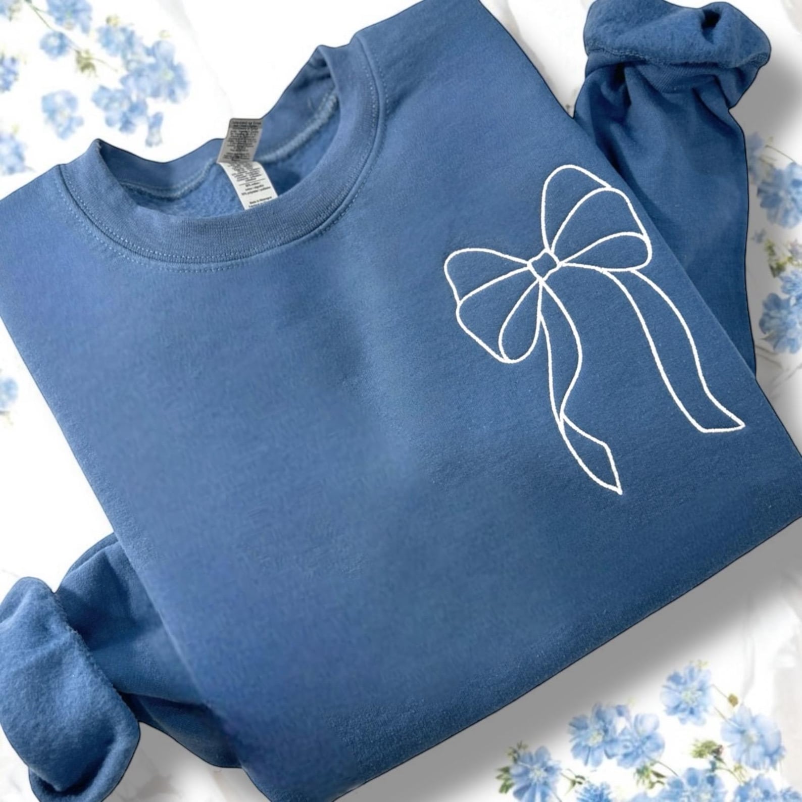 Bow Embroidered Sweatshirt | Embroidered Bow Ribbon Trendy Sweatshirt ...