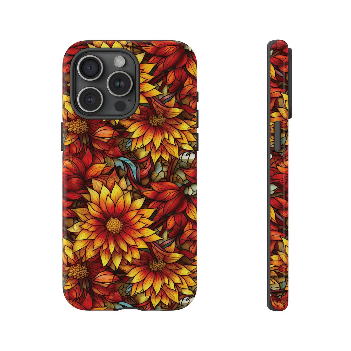 Stained Stain Glass Fall Floral Cell Phone Tough Cases / iPhone Samsung ...