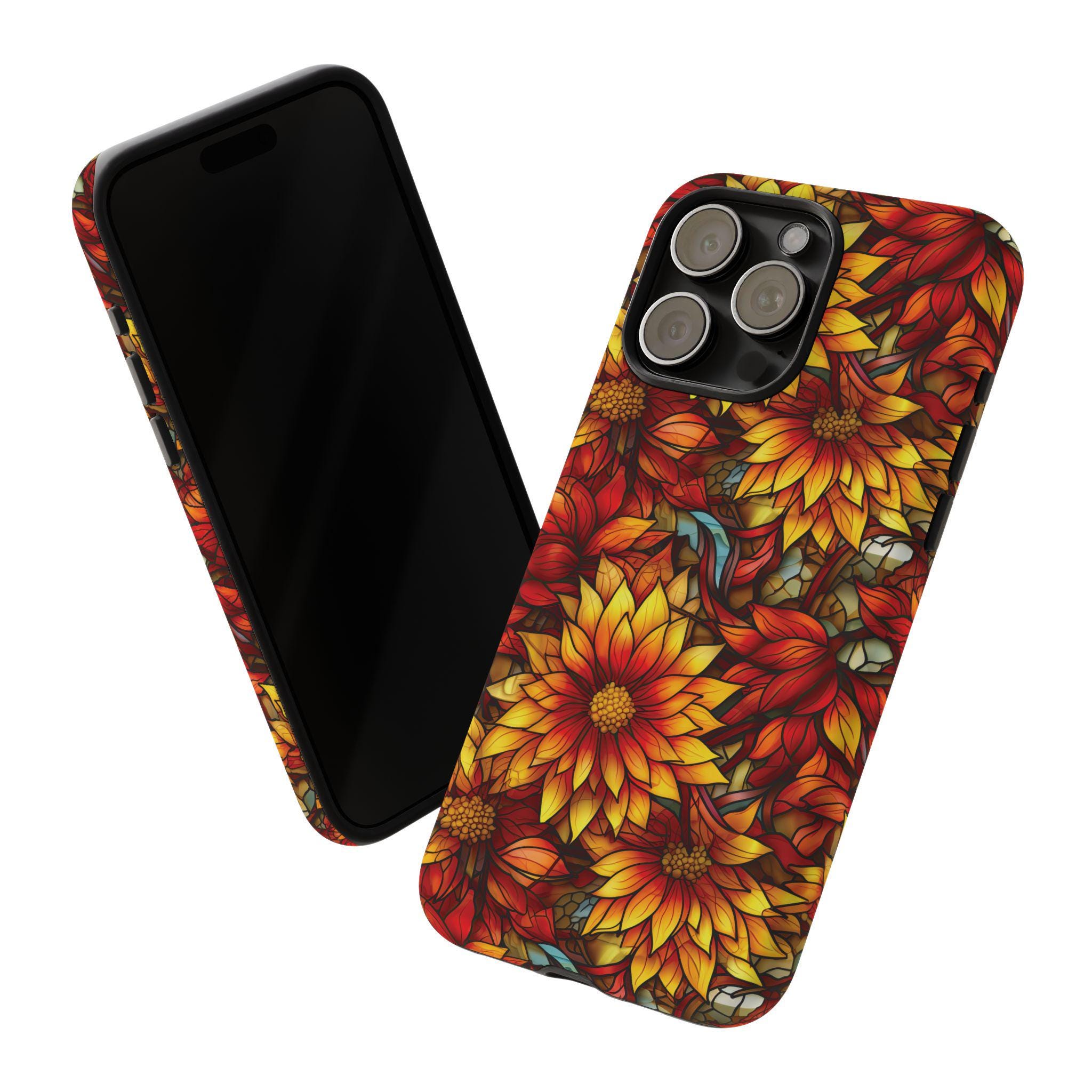 Stained Stain Glass Fall Floral Cell Phone Tough Cases / iPhone Samsung ...