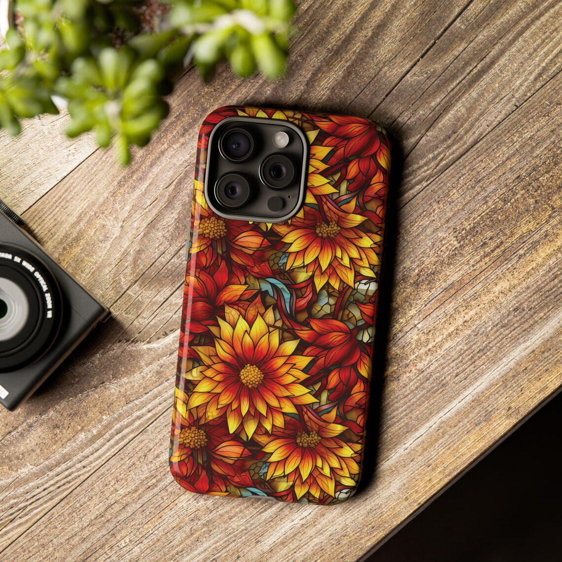 Stained Stain Glass Fall Floral Cell Phone Tough Cases / iPhone Samsung ...