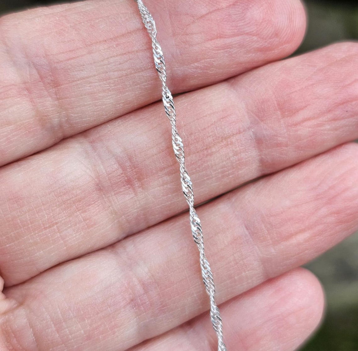 1.6mm Diamond Cut Snake Singapore Chain Necklace- Sterling Silver- 16 ...