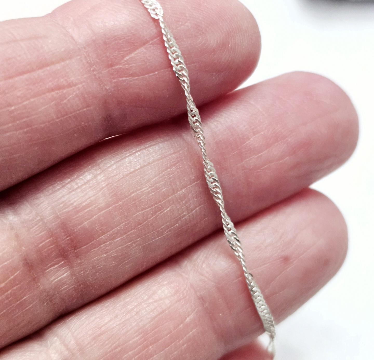 1.6mm Diamond Cut Snake Singapore Chain Necklace- Sterling Silver- 16 ...