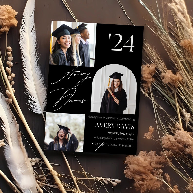 Editable Graduation Invitation With Photo, Modern Printable ...
