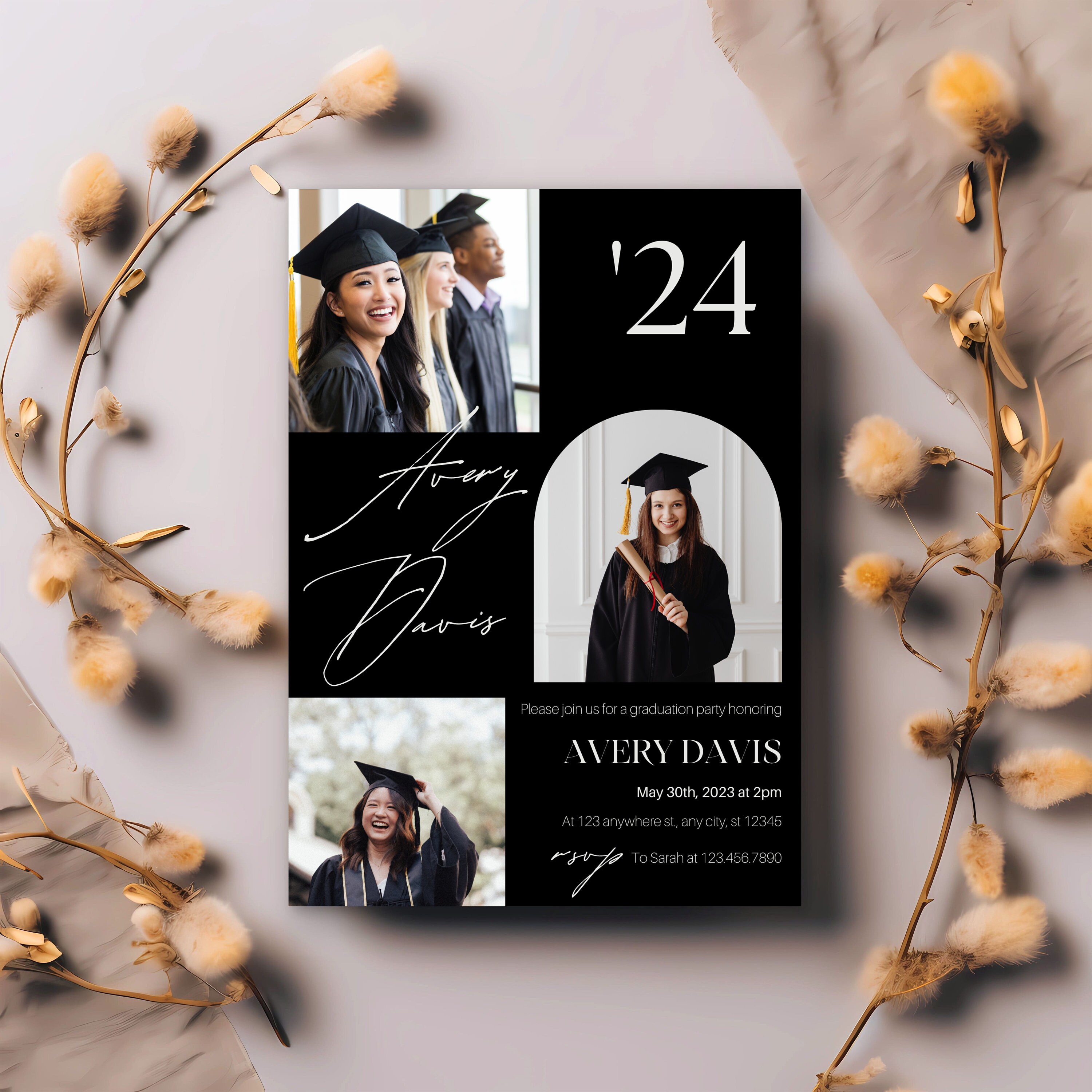 Editable Graduation Invitation With Photo, Modern Printable ...