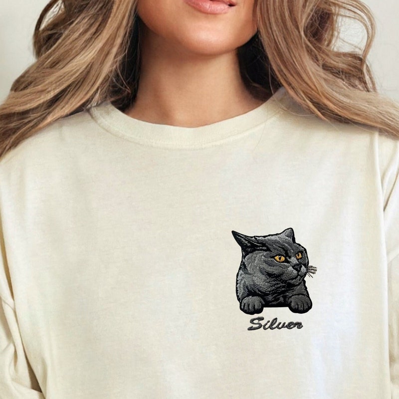 Embroidered Cat - Etsy