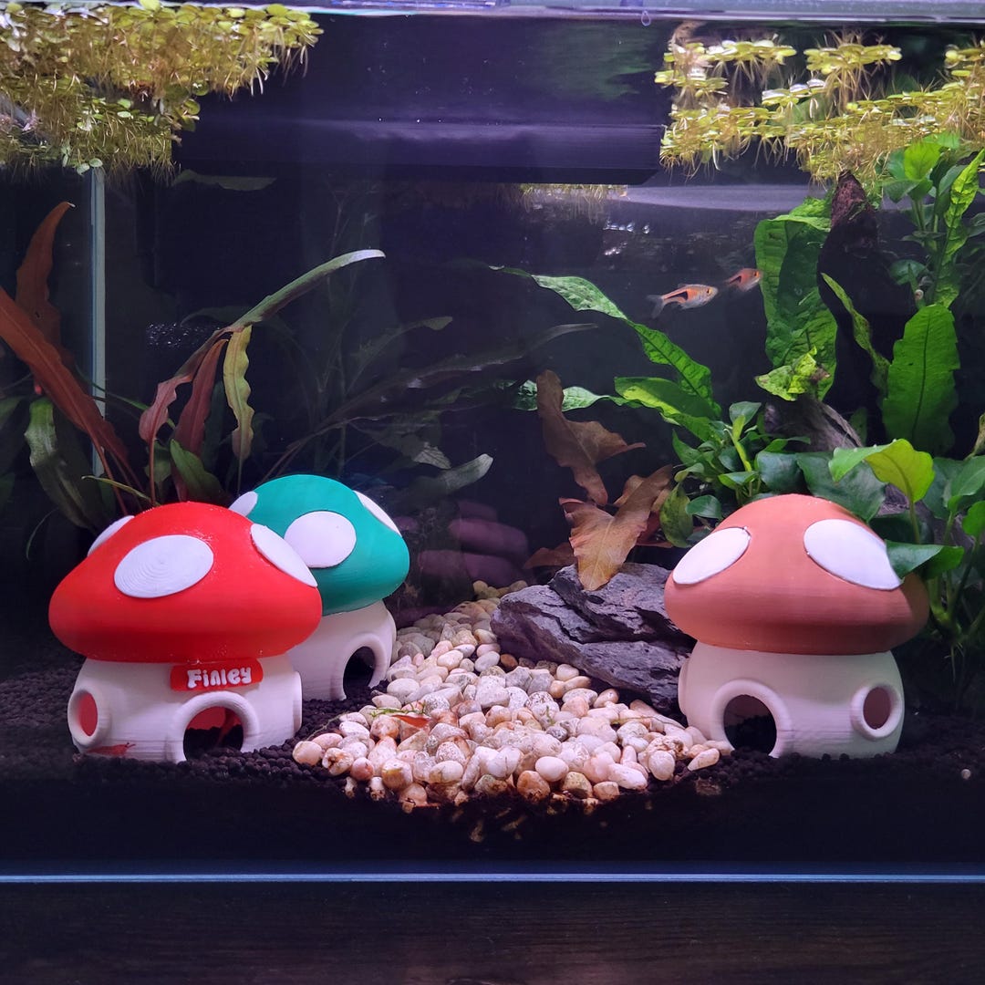 Mushroom Cave Aquarium Ornament, Customizable Fish & Shrimp Tank Decor ...