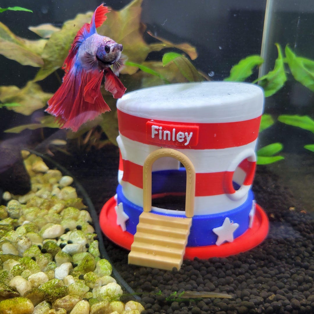 Patriotic Hat House Aquarium Hide: USA Fish Tank Decor, Custom Name - Etsy
