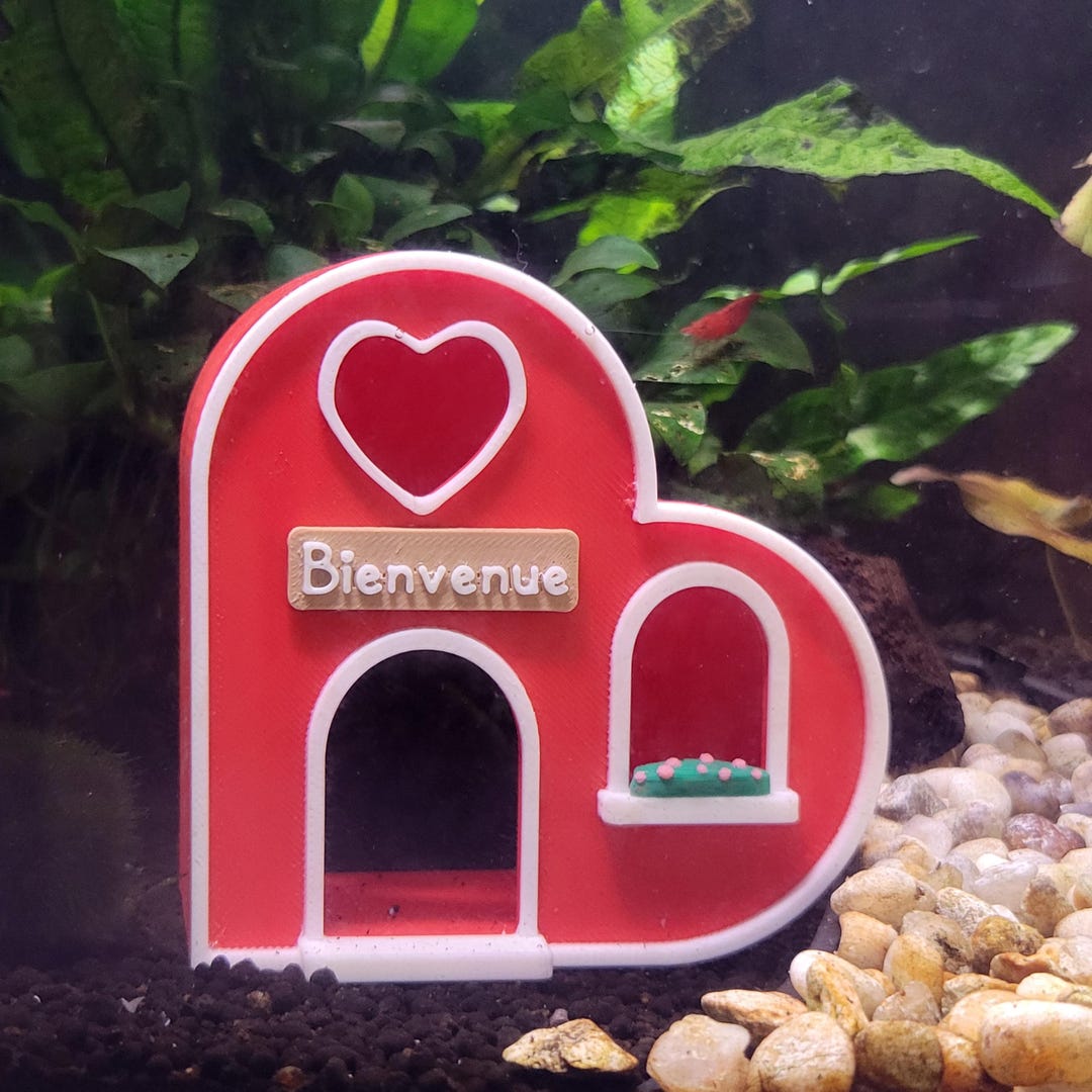 Heart Shaped Fish Tank Hide - Aquarium Cave for Betta & Shrimp ...