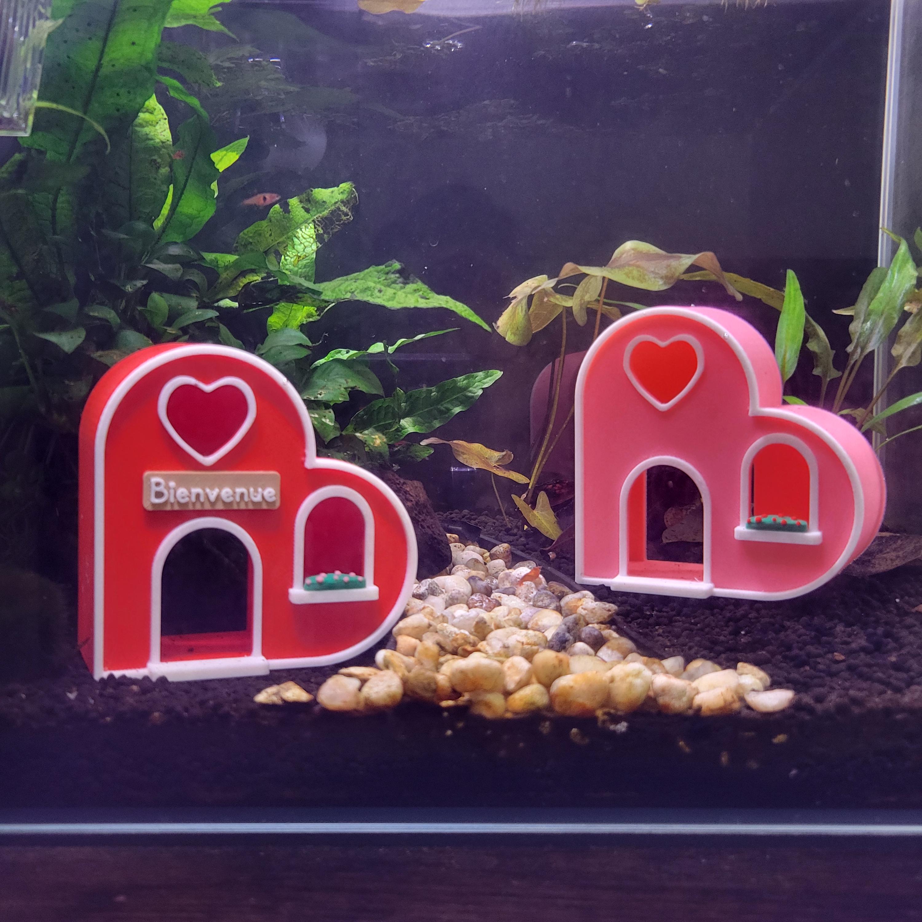 Heart Shaped Fish Tank Hide - Aquarium Cave for Betta & Shrimp ...