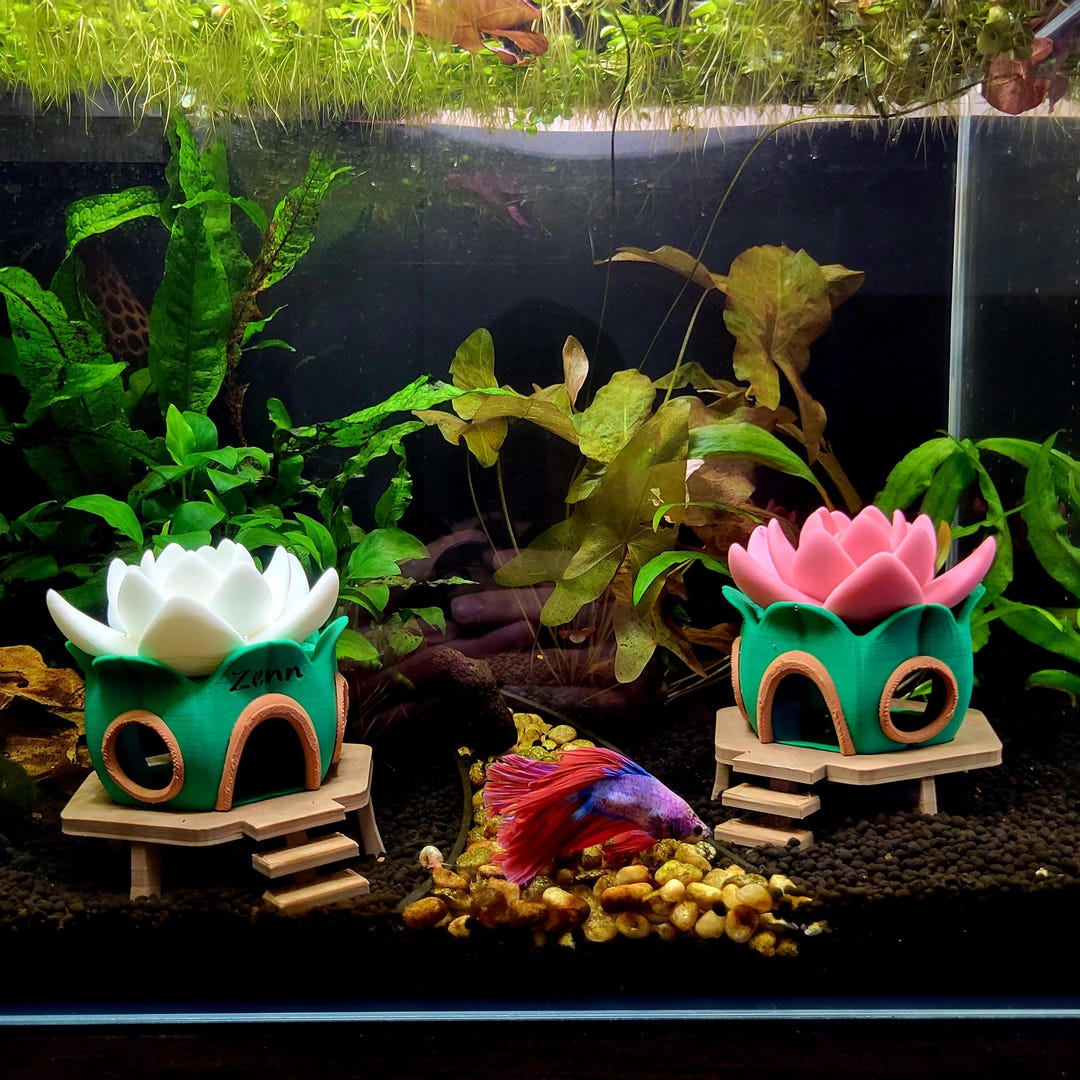 Lotus Fairy House Aquarium House, Personalized Fish Tank Decor for Bettas, Nano Fish and Shrimp ...