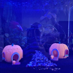 Pumpkin House Fish Tank Hide - Aquarium Cave for Bettas and Shrimp ...