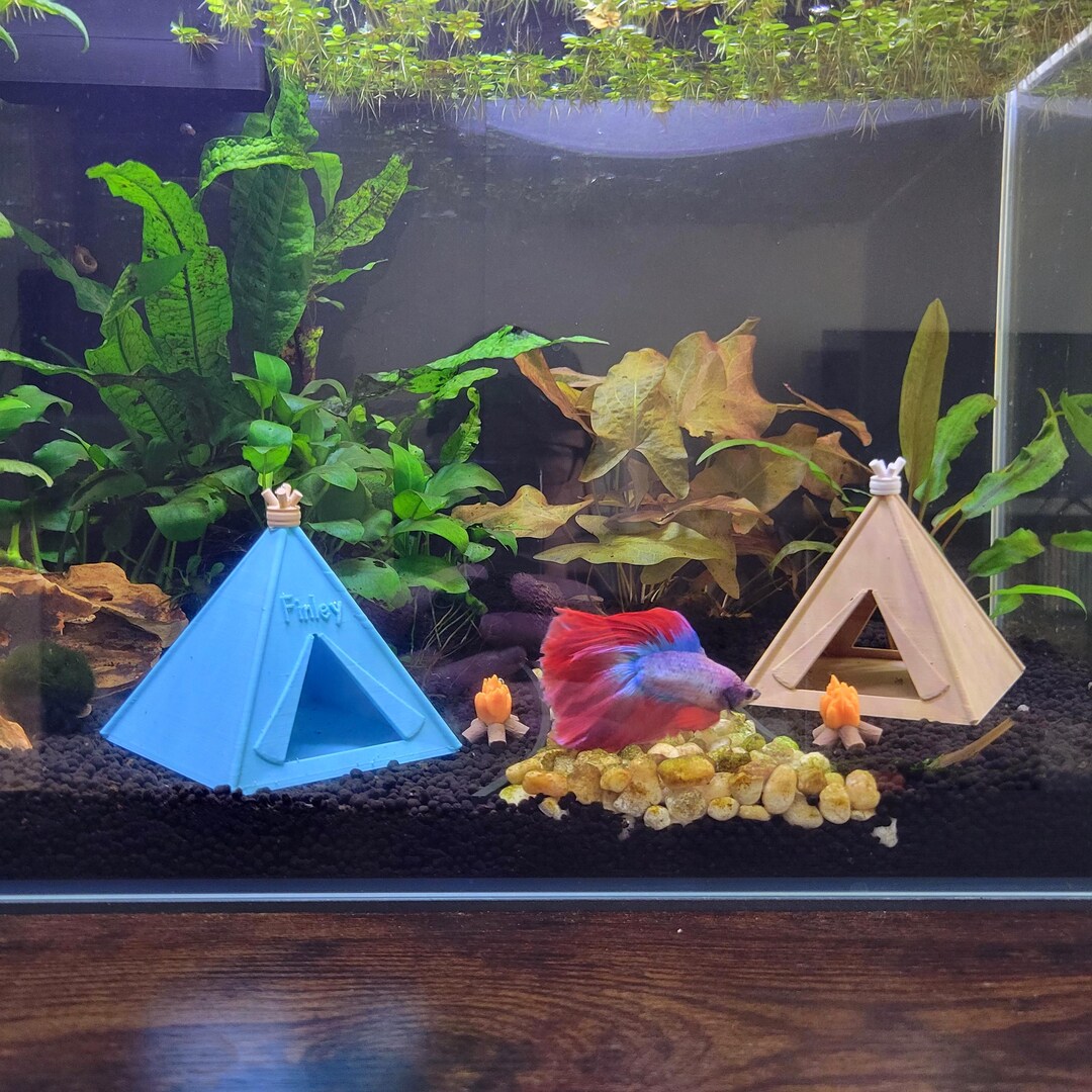 Teepee Style Tent With Campfire Aquarium Ornament, Summer Fish Tank ...