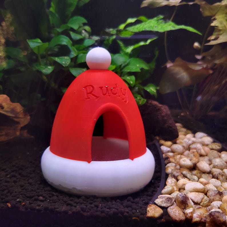 Santa Hat Fish Tank Hide: Christmas Aquarium Decor - Betta & Shrimp ...