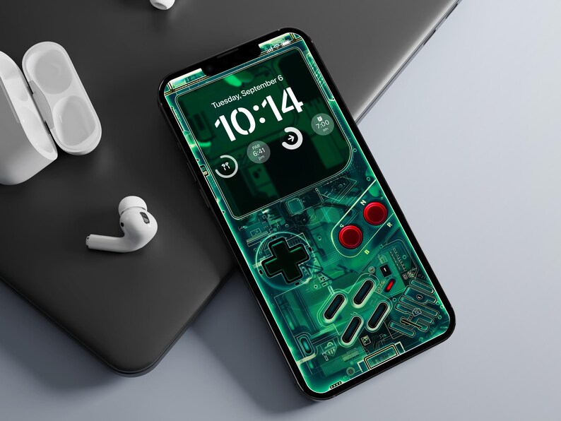 4k Retro Game Green Console Original Mobile Wallpaper, Whimsical ...