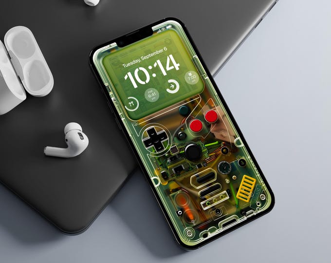 4k Retro Game Green Console Original Mobile Wallpaper, Whimsical ...