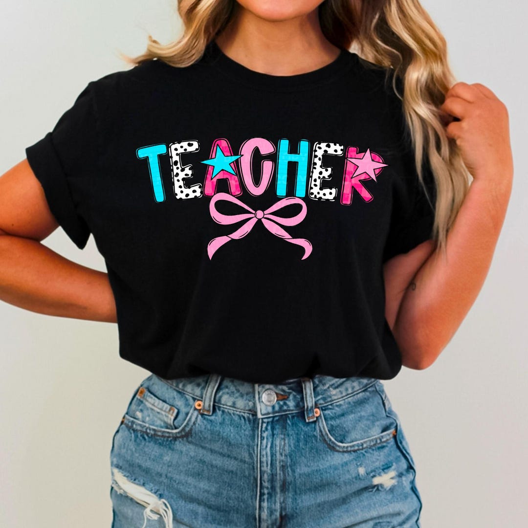 Coquette Teacher Varsity Png, Teacher Checkered Png, Retro Teacher Png ...