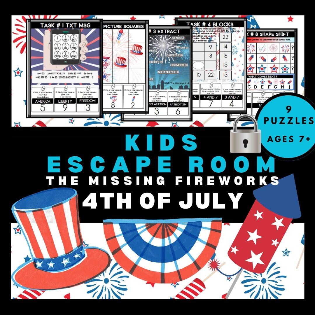Fourth of July Escape Room for Kids - Printable Party Game ...