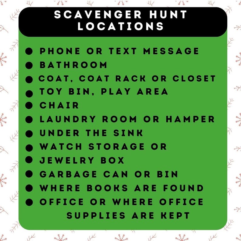 Santa Christmas Scavenger Hunt for Kids; Printable Puzzle Game, Indoor ...