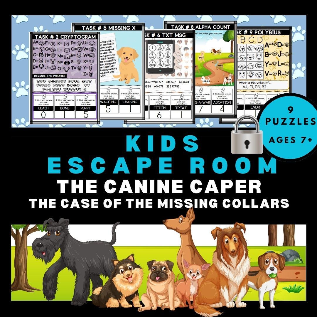 Dog-themed Escape Room for Kids: Canine Caper Party Game (printable) - Etsy