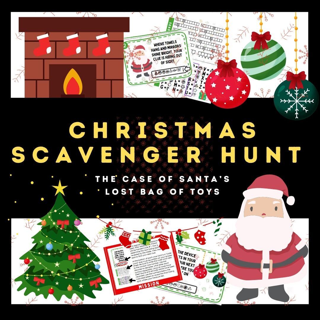 Santa Christmas Scavenger Hunt for Kids; Printable Puzzle Game, Indoor ...