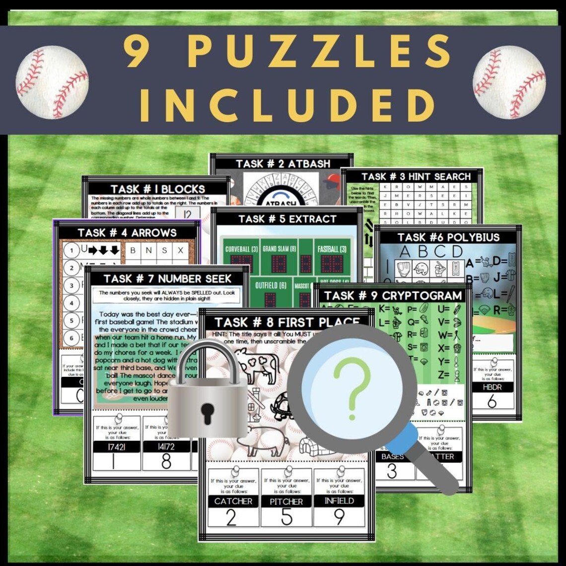 Baseball Escape Room Kit: Ballpark Breakout, Kids Party Game (printable ...