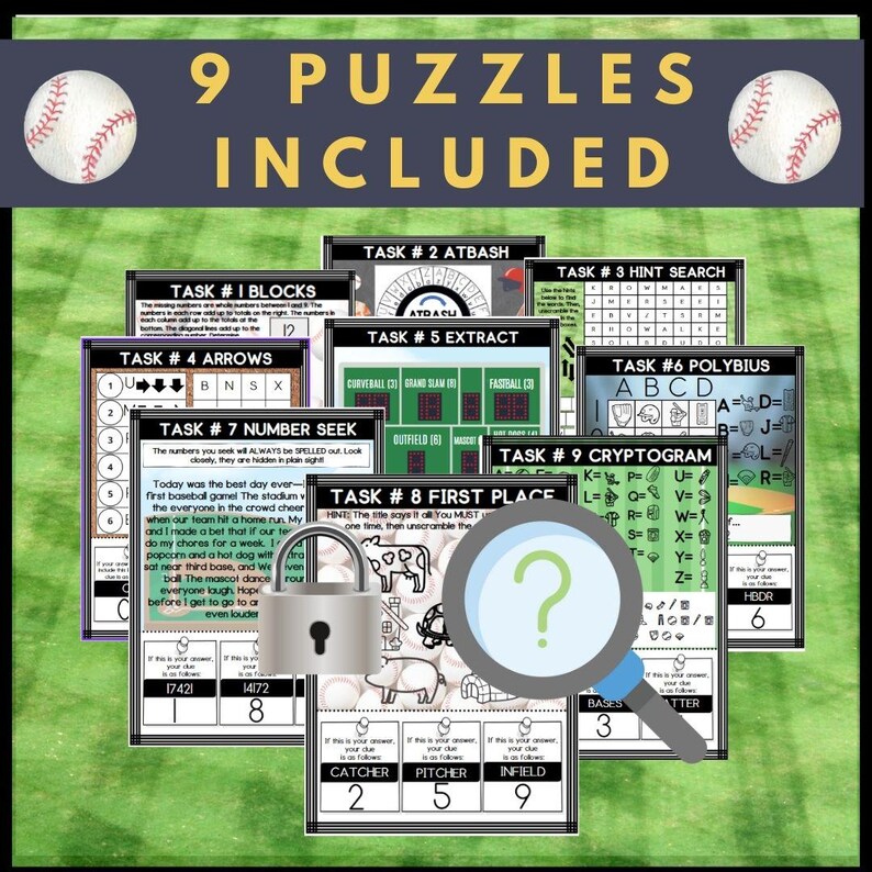 Baseball Escape Room Kit: Ballpark Breakout, Kids Party Game (printable ...