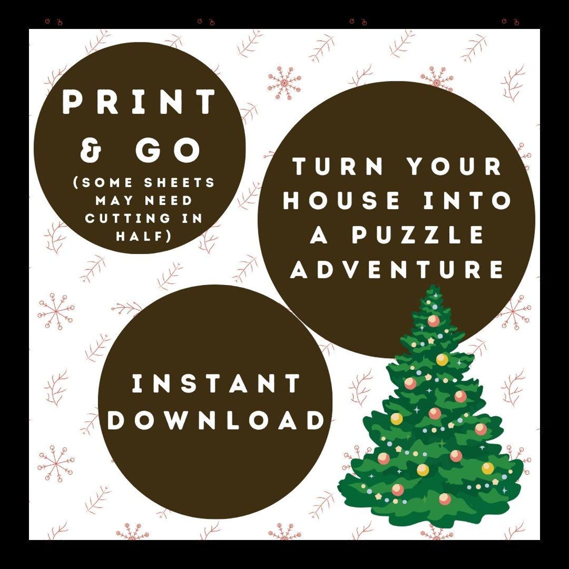 Christmas Tree Scavenger Hunt for Kids; Printable Puzzle Game, Indoor ...